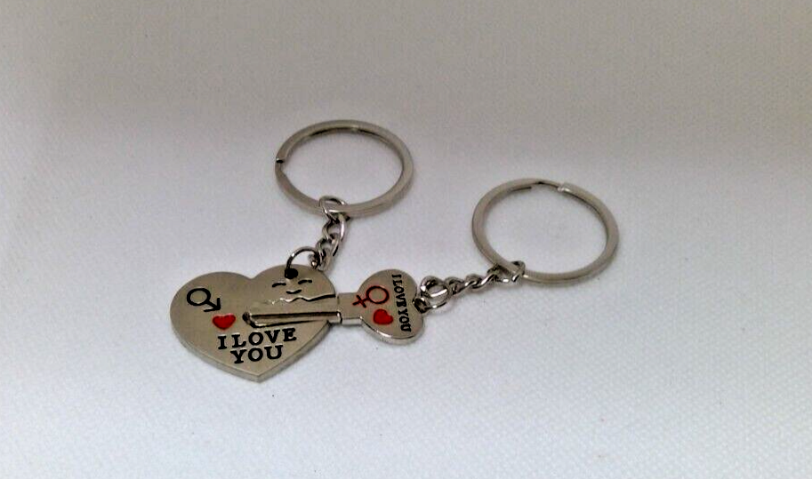 Heart Keychain Keyring Set Valentine's Day Couple Gift Keychain 2 pc | eBay