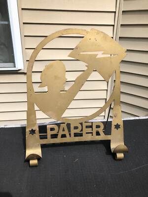 Vintage Antique Metal Newspaper Holder Art Deco Paper Boy Cutout Metal ...
