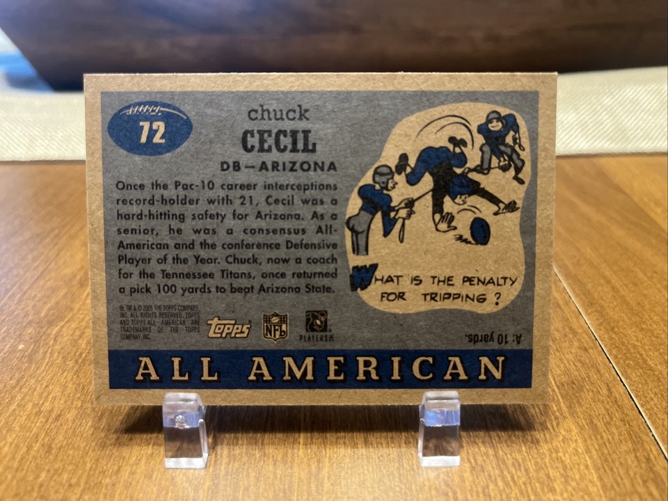 2005 Topps All American Card #72 Chuck Cecil Arizona Wildcats | eBay