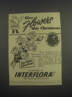 1953 Interflora Flowers-by-wire Service Ad - Give flowers this ...