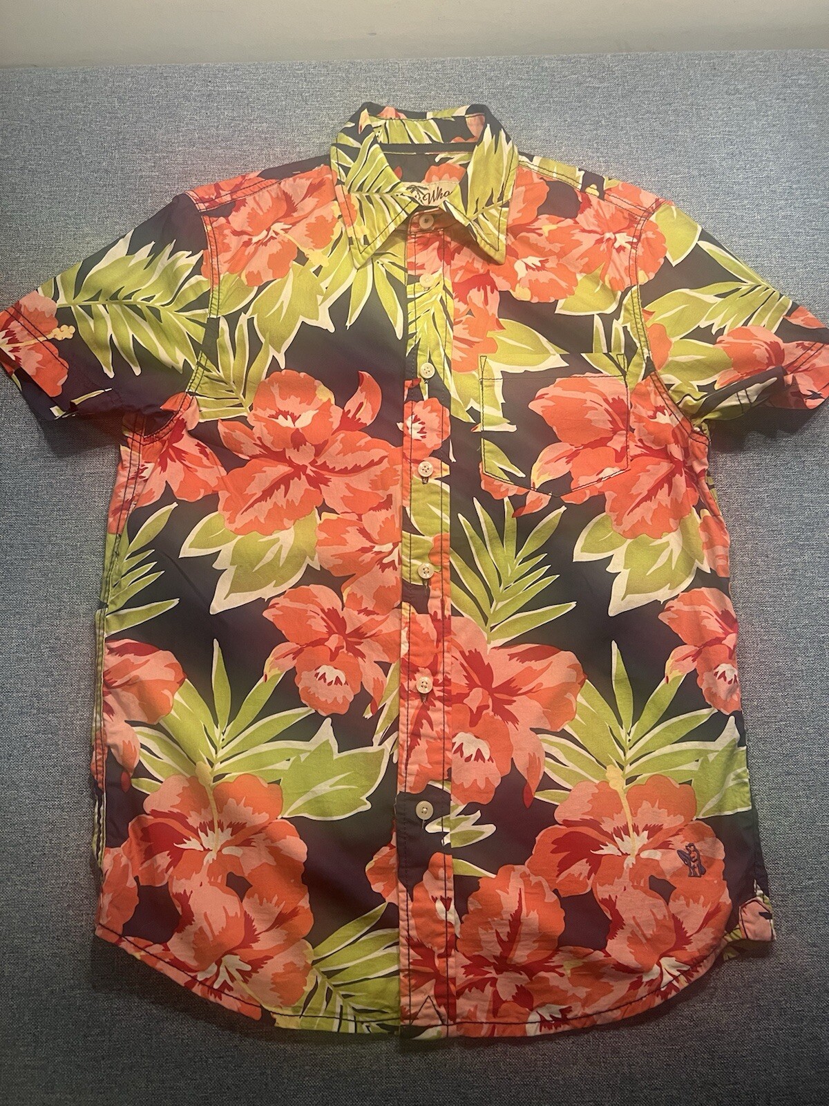 Hawaiian shirt for men Medium Cali Whoou Cotton Navy Green Red | eBay