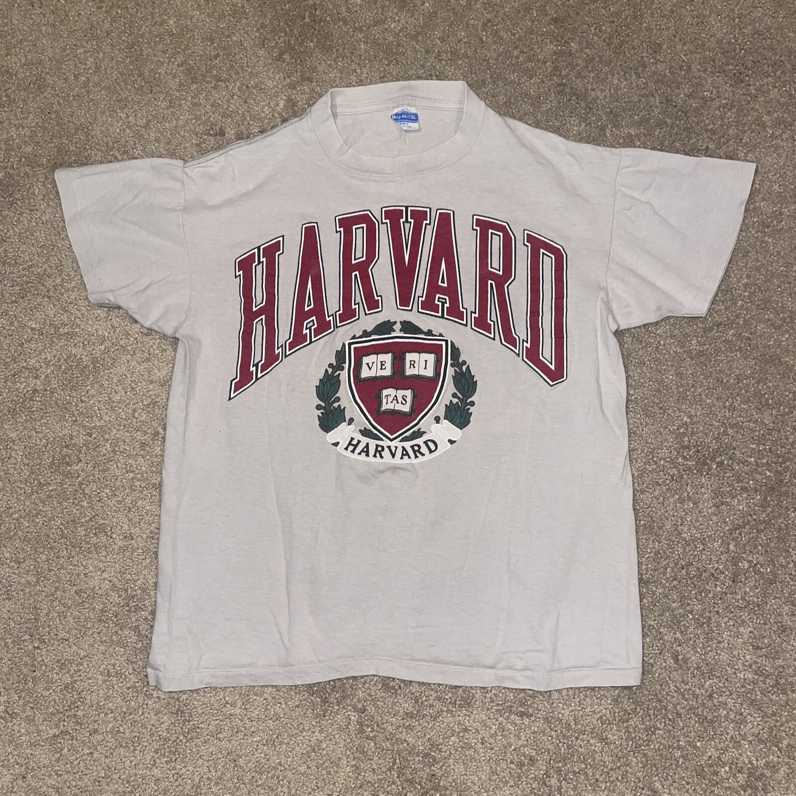 Vtg Royal First Class Gray Harvard Crest Cotton T Shi… - Gem