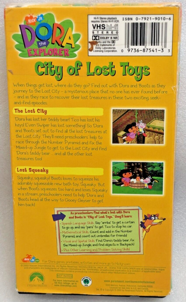 Dora the Explorer: City of Lost Toys (VHS, 2003, Nick Jr, Paramount) 97368754133| eBay
