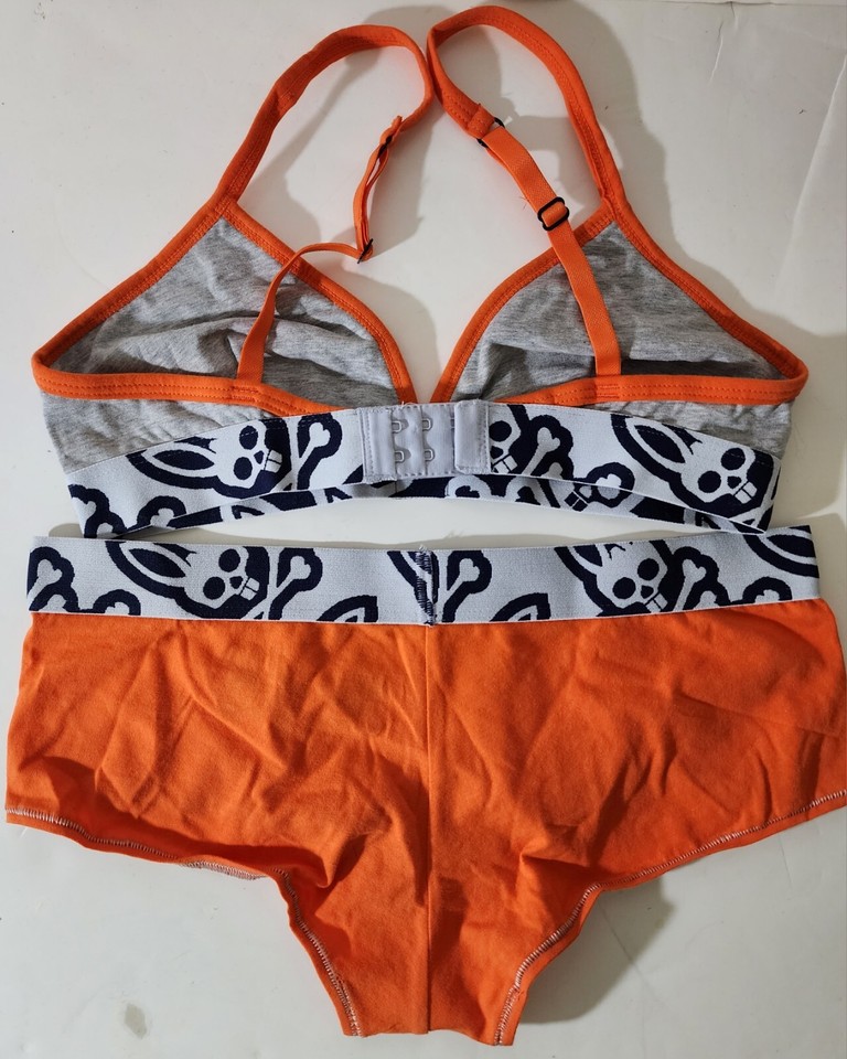 Psycho Bunny Women's Bra & Panties Shorts 2 Pcs Cool Orange & Gray Size ...