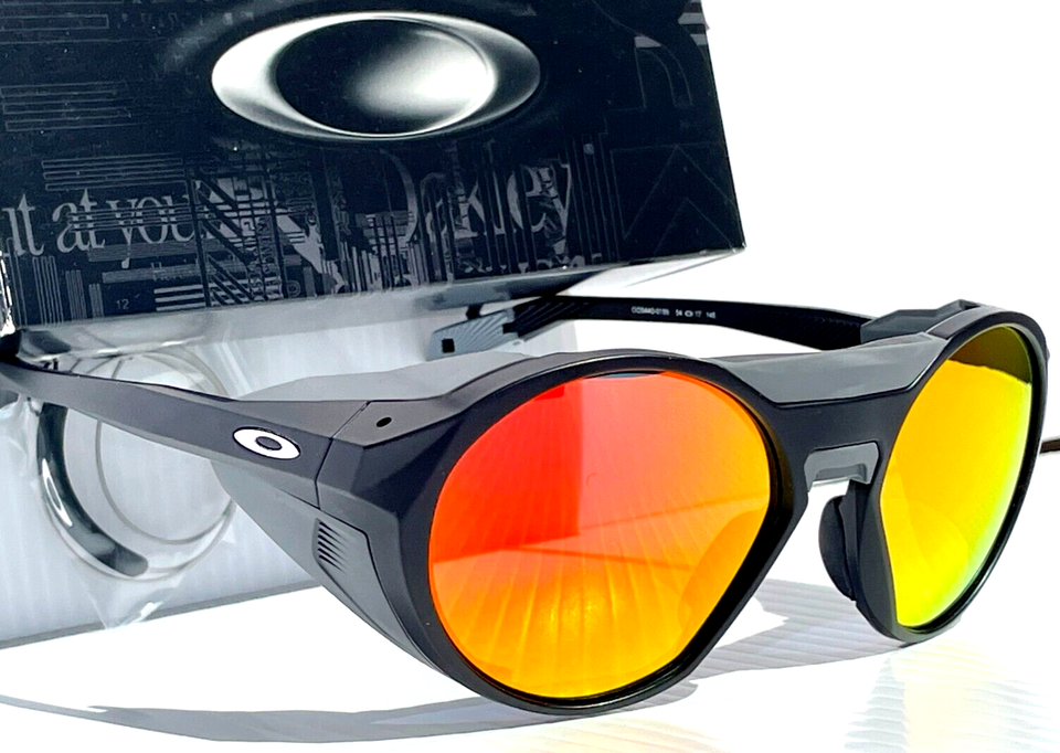 Oakley CLIFDEN Matte Black Round POLARIZED Galaxy Ruby Mirror Sunglass ...