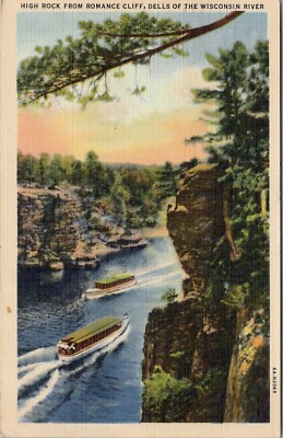 High Rock from Romance Cliff Dells of the Wisconsin River Linen ...