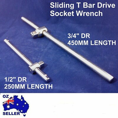 1/2" 3/4" Drive Chrome Plated Sliding T Bar Socket Wrench Breaker bar ...