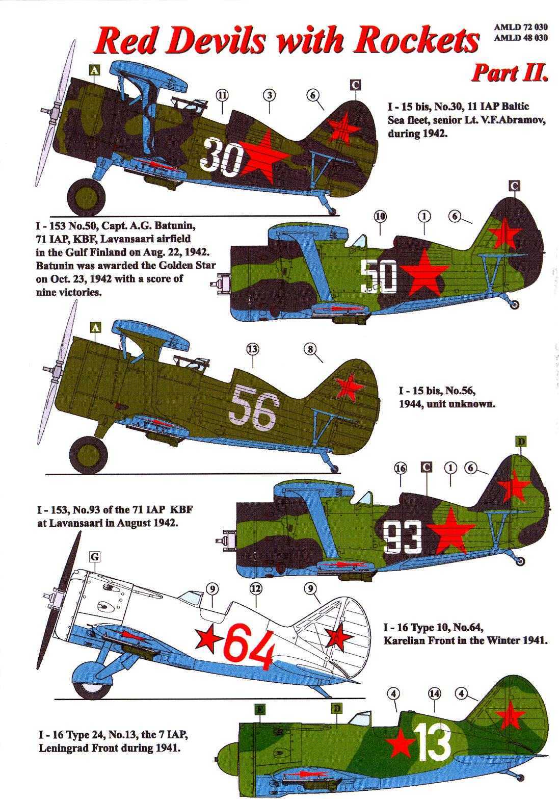 AML Models Decals 1/48 RED DEVILS with ROCKETS Part II Polikarpov ...
