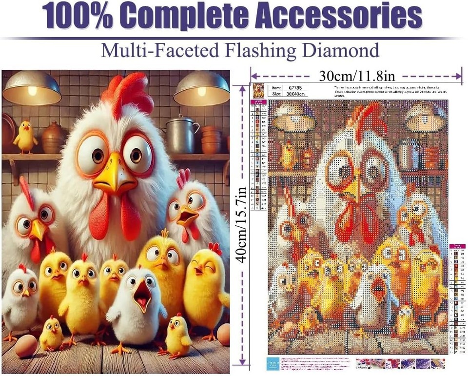 Chicken Diamond Painting Kits for Adults, DIY Diamond Art Painting Kits ...