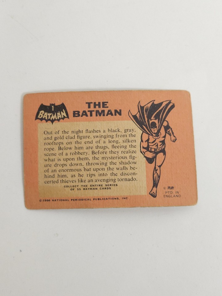 A&BC 1966 Batman Black Bat Pink Back # 1 The Batman + Robin rookie gum ...