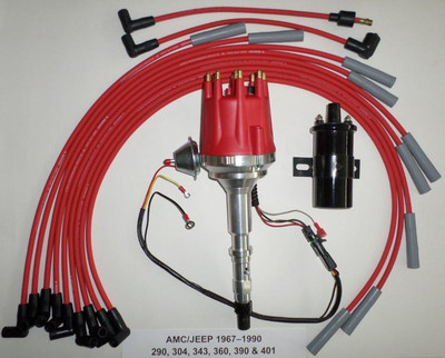 small cap HEI Distributor for AMC JEEP 290 304 360 390 401 + Black Coil ...