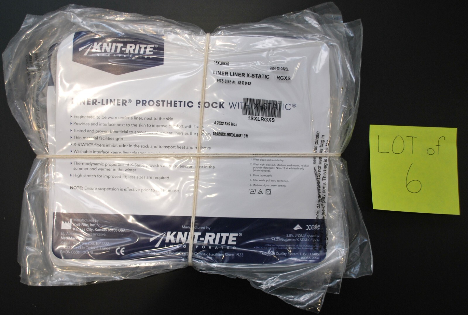 6 Knit-Rite Liner-liner Prosthetic Sock w X-static Reg X-short size 1&2 ...