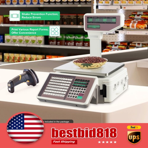 Commercial Digital Weight Scale Price Computing Barcode Scale Food Meat ...