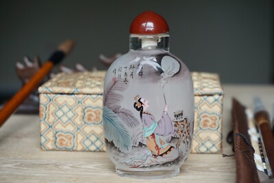 Beautiful Rare Artist Signed Crystal Inside Hand Painted Snuff Bottle ...
