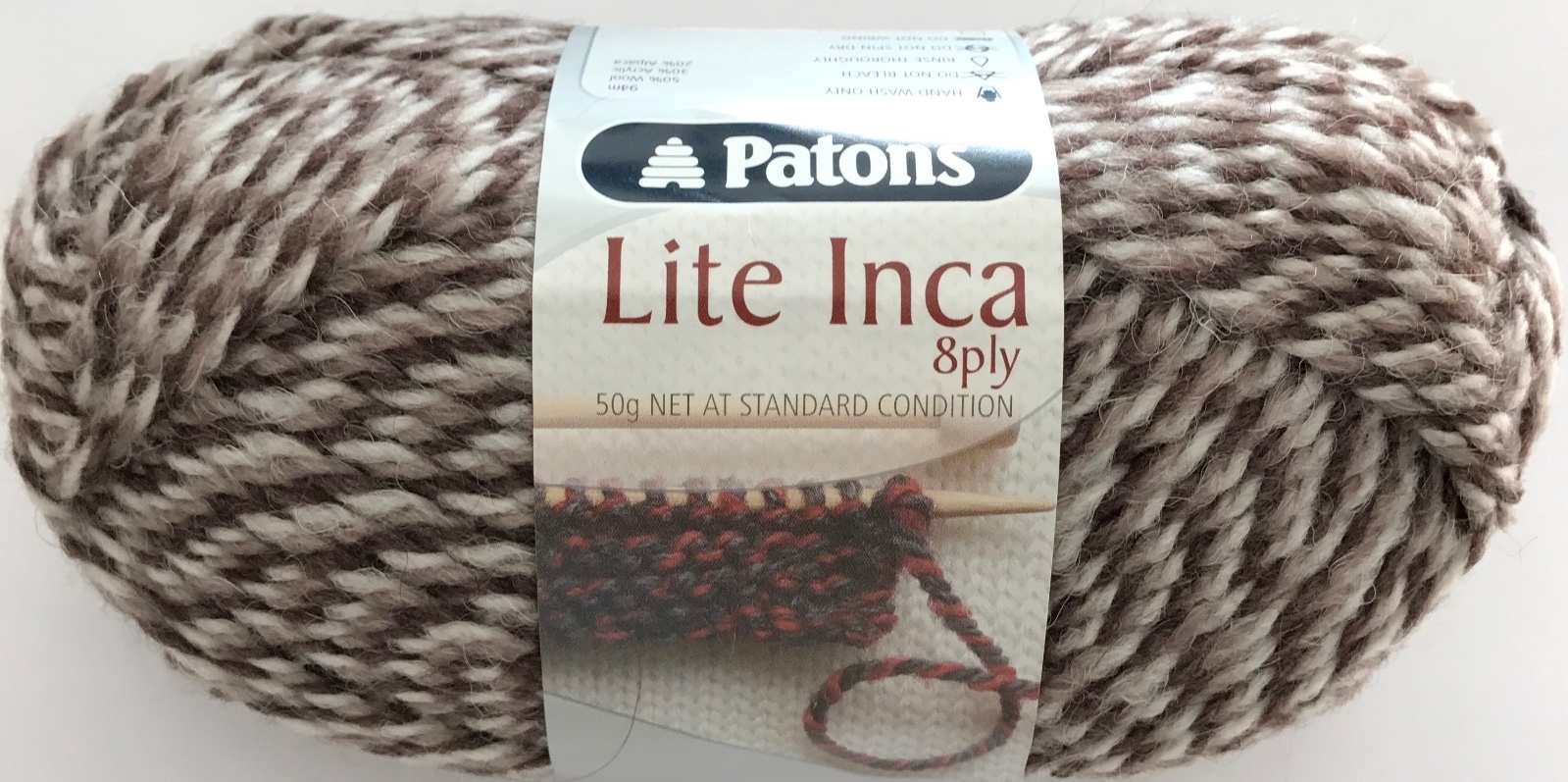 Patons Lite Inca 8ply Cream & Brown #007 - 70% Wool-Alpaca 5 x 50g ...