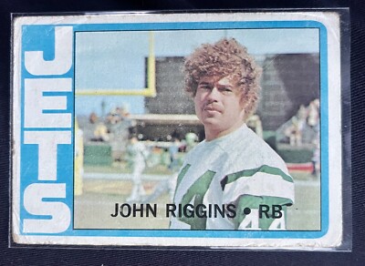 1972 TOPPS NFL # 13 JOHN RIGGINS NEW YORK JETS KANSAS UNIVERSITY RB ...