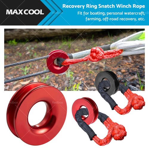 37479lbs Recovery Ring Snatch Block Pulley w/ Soft Shackle Tow Winch ...