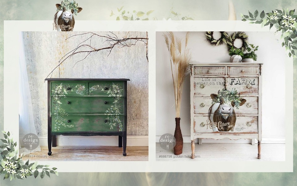 Golden Fields Farm Cow | 24" x 35" Décor Transfer | Redesign with Prima ...