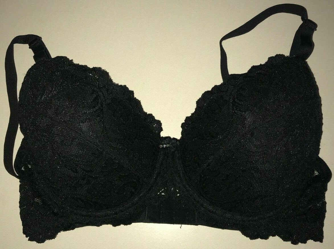 womens NEW NWT black push up BRA SMART AND SEXY 34D 34 D lace trim NICE ...