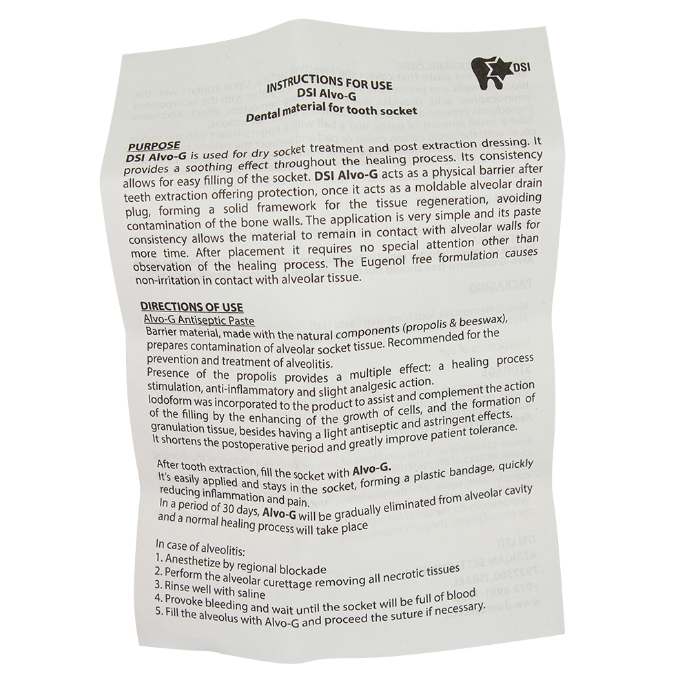 2x DSI Alvo-G Dental Use Dry Socket Post Teeth Extraction Cure Paste ...