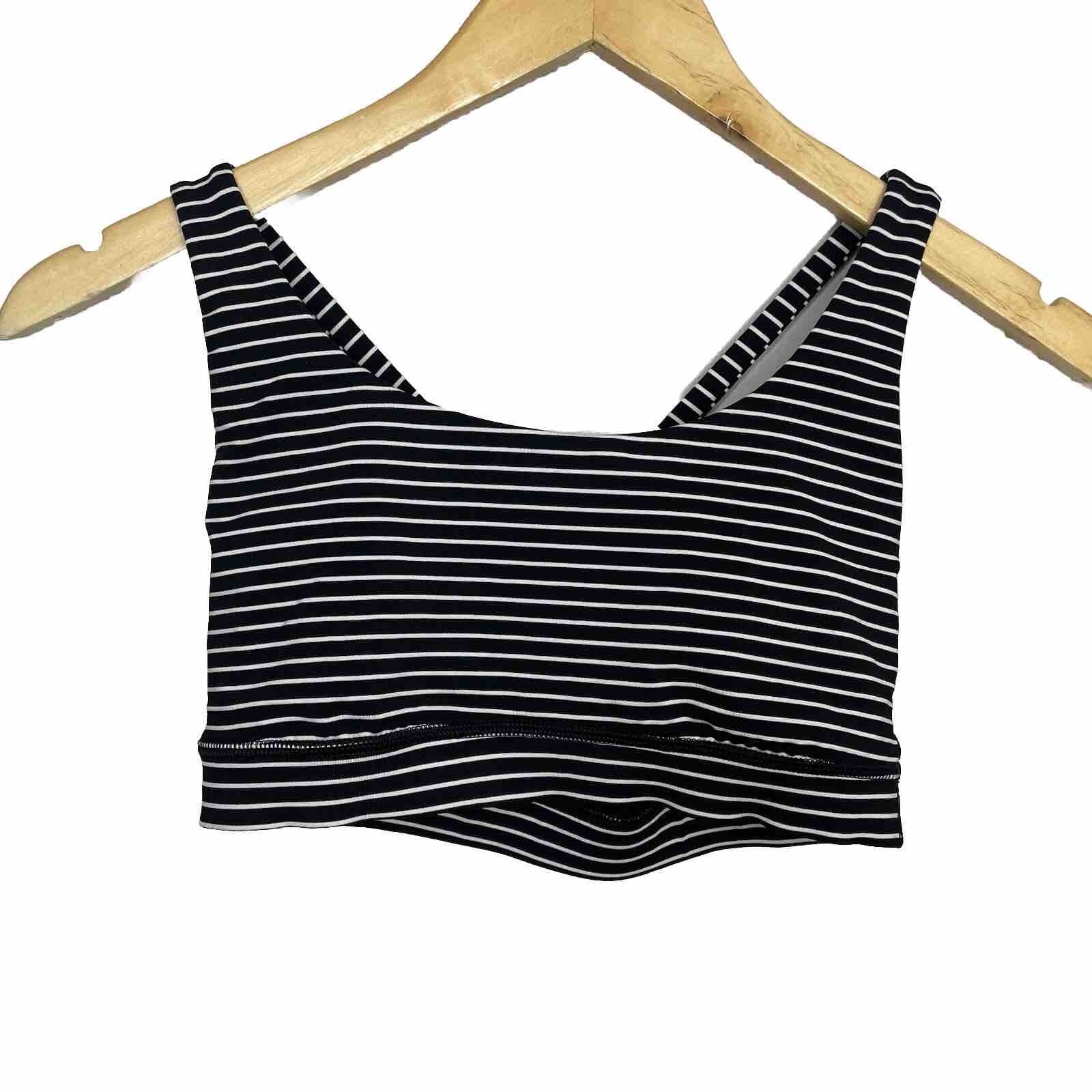 Lululemon Energy Bra Mod Stripe Black White Size 4 - Gem