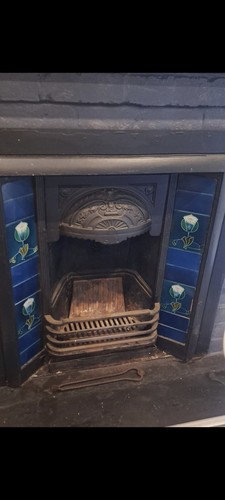 Victorian Cast Iron & Glazed Tiles Fireplace Wood Fire Ornate insert Old | eBay Australia