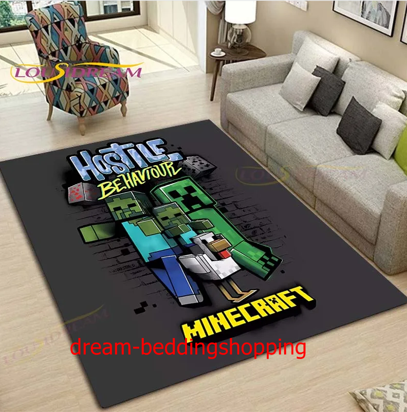Kids Minecraft Bedroom Living Room Carpets Anti-Slip Floor Rugs Mat ...