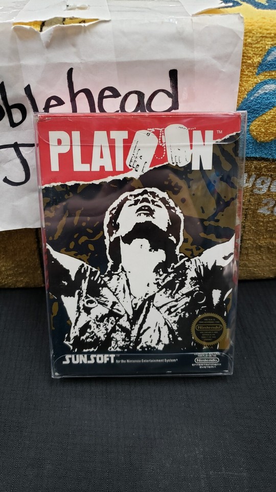 CIB PLATOON NINTENDO NES VIDEO GAME COMPLETE IN BOX W/ PROTECTOR CASE ...