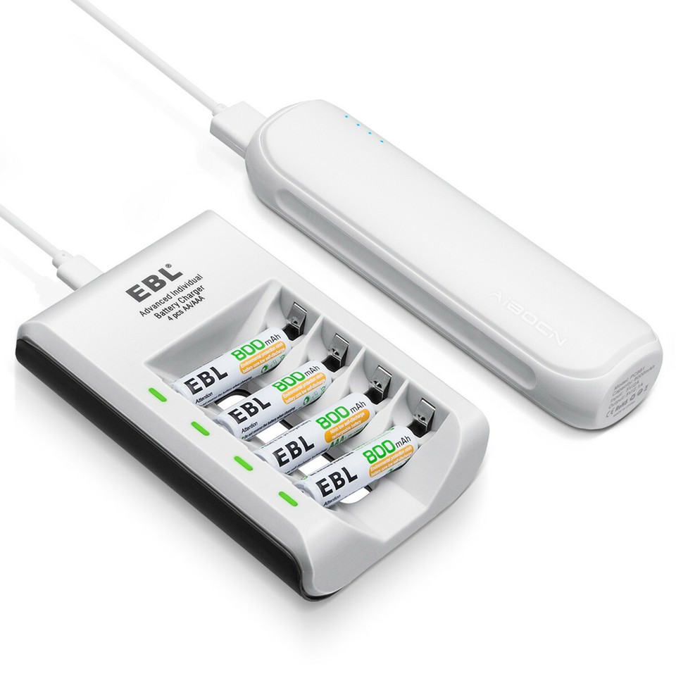 EBL AAA AA Rechargeable Batteries 1100mAh/2800mAh 1.2V / Optional ...