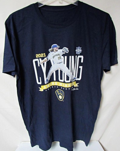 Milwaukee Brewers Men XL or 2XL "2021 CY YOUNG AWARD WINNER" T-shirt C1 ...