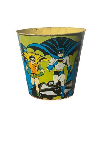 1966 Batman & Robin Comic Book Kids Room Trash Can Original Comic Art ...