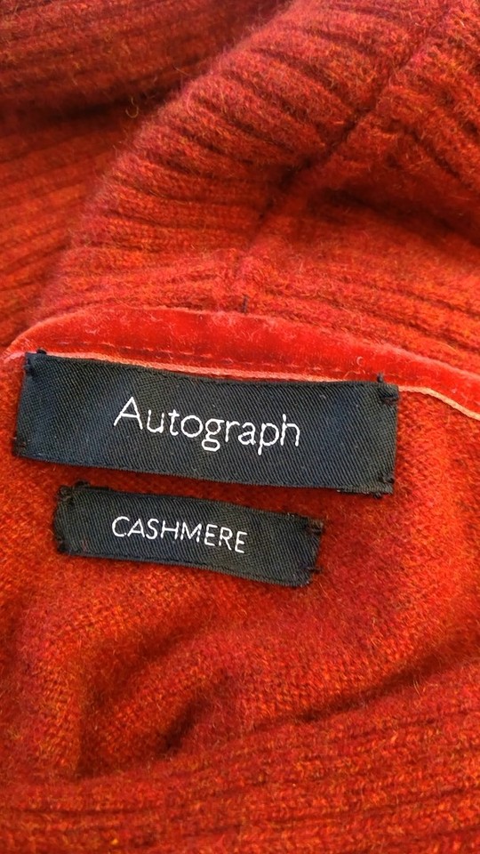 Ladies M&S AUTOGRAPH 100% CASHMERE Red Cowl Neck JUMPER UK 16 CG B42 ...