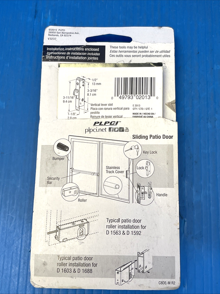 PLPCI Patio Door Mortice Latch E2013 Vertical Lever Slot C8DE-M R2 V540 ...