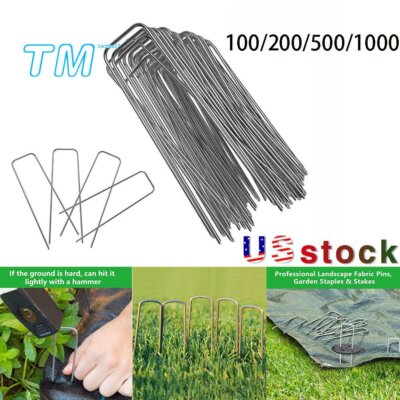 6 inch Landscape Sod Staples Sturdy Garden Stakes Weed Barrier Fabric ...