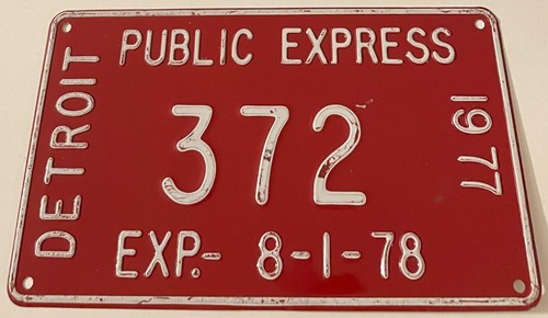 Vintage 1977 Detroit Public Express License Plate 372 MI | eBay
