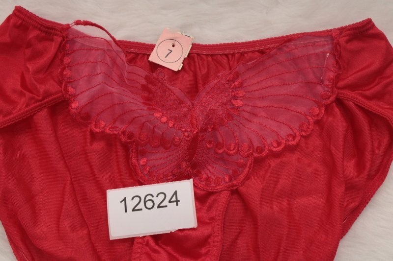 Vintage New Bikini Panties Red Nylon Sheer Butterfly Front Solid Back 7 ...