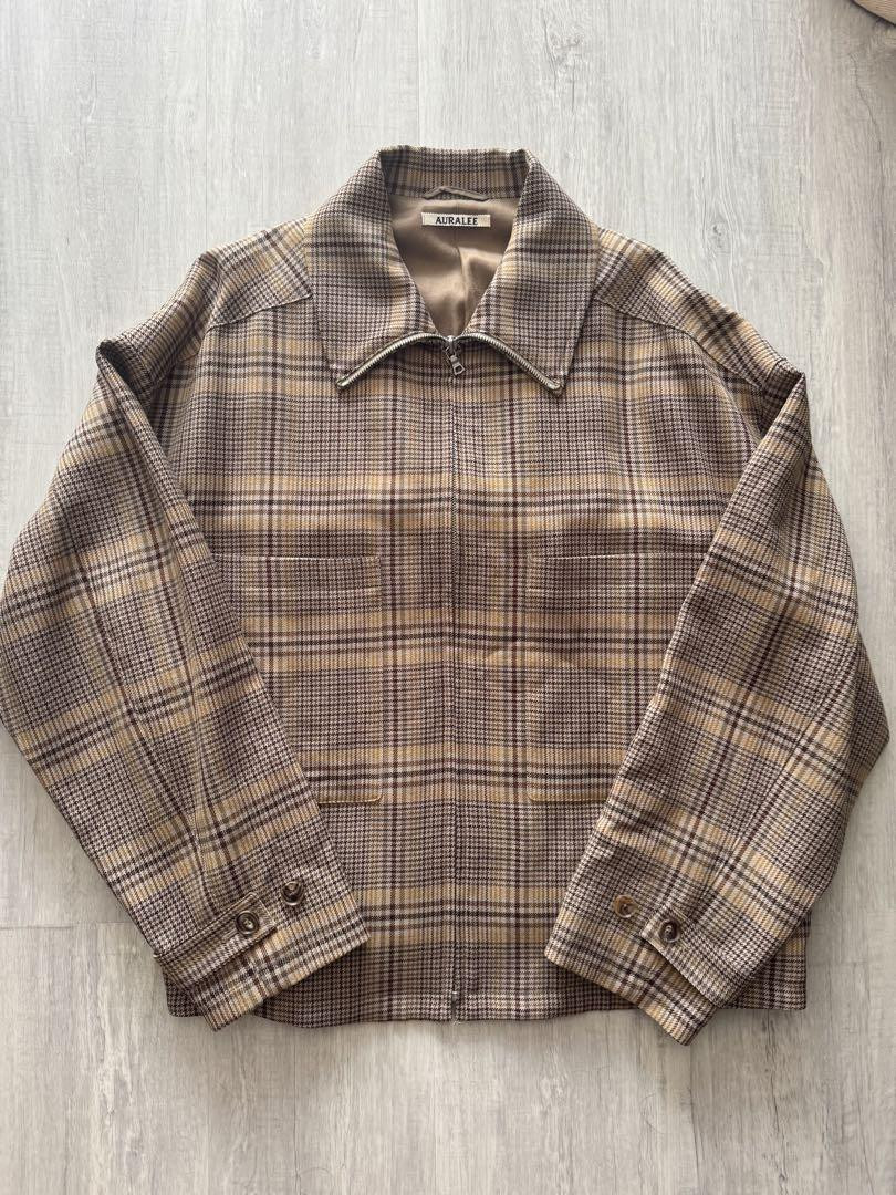AURALEE Wool Serge Check Jacket 3 Beige Glen Check Mens Size AURALEE Wool Serge Check Jacket 3 Beige Glen Check Mens Size