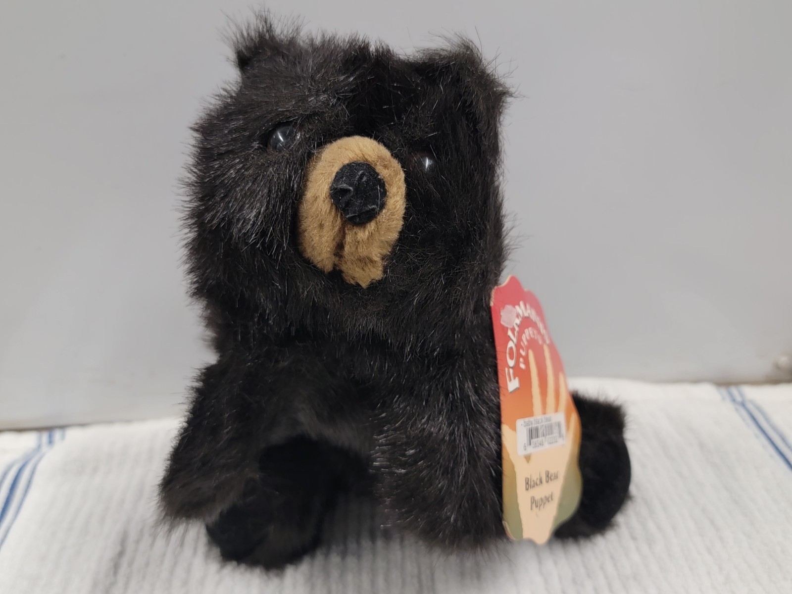 Folkmanis Black Bear Cub Hand Puppet Plush 8" Full Body Stuffed Animal ...