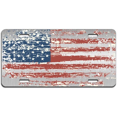 U.S.A American flag silver aluminum license plate car truck SUV | eBay