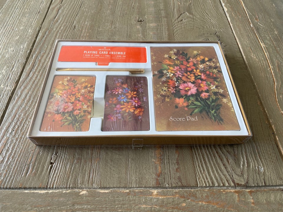 Vtg Hallmark Bridge Ensemble Playing Card Set Complete 2 Decks Score ...