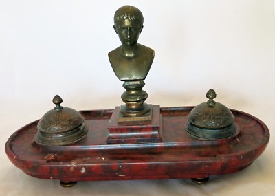 Napoléon Bonaparte Ink Well Stand circa 1890s Bronze and Red Marble | eBay