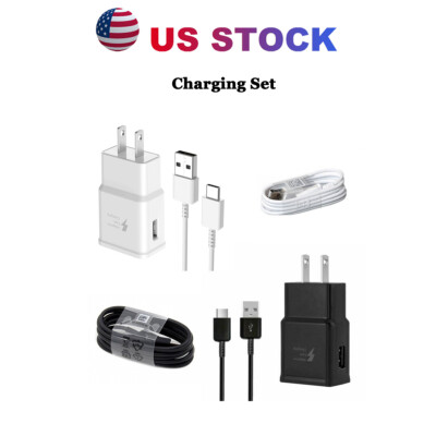 Universal USB Type C Cable + USB Wall Charger Plug Set For Samsung ...