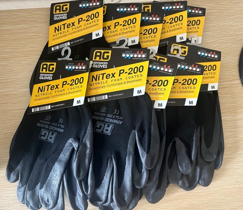 AG NiTex P-200 advanced GLOVES Nitrile foam coated size M 10 pairs NEW ...