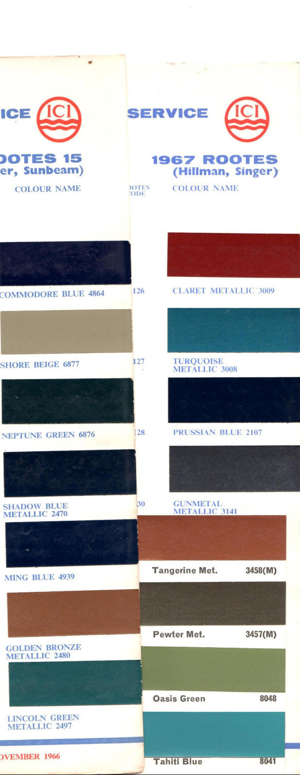 1966 1967 1968 1969 1970 ROOTES HILLMAN HUMBER SINGER SUNBEAM PAINT ...