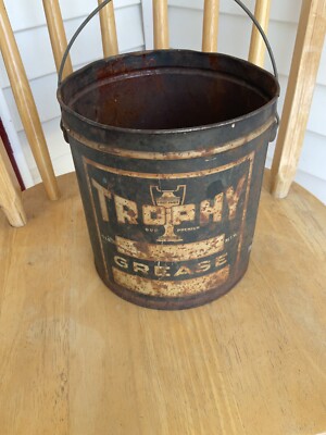 RARE VINTAGE TROPHY GREASE CAN 8” TALL 7 3/8” DIAMETER | eBay
