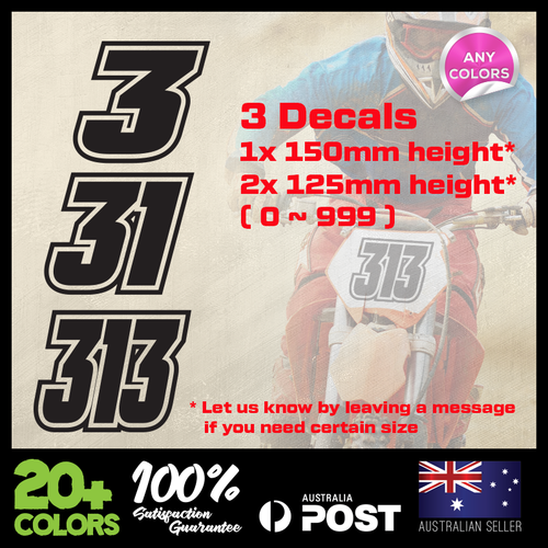 3x Custom Dirt Bike Plate MX Race Number Motorcross Decals Stickers ...
