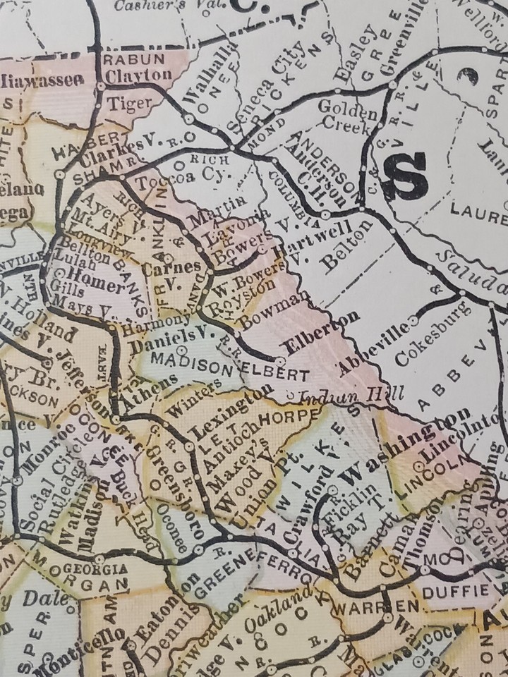 ~1884 State of Georgia Railroad & County Map By Rand McNally All Train ...