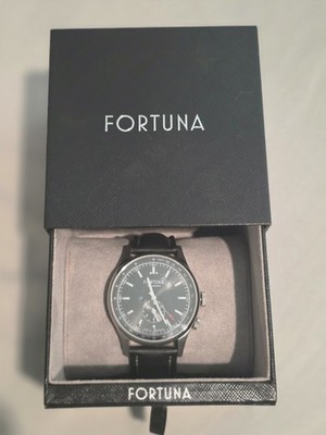 Fortuna Chronometrie GMT Small Seconds Men's Watch Black Dial Leather ...