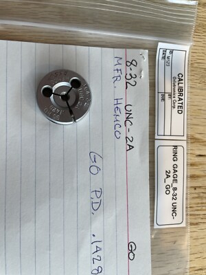 Thread gage ring 8-32 UNC-2A GO only PD .1428 HEMCO | eBay