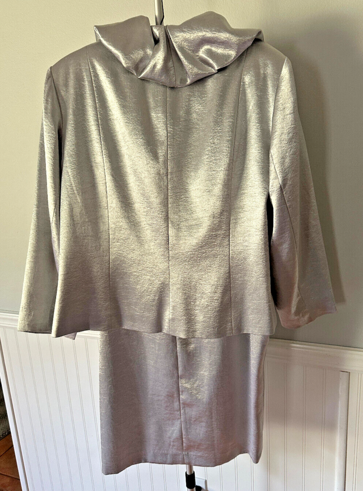NICOLETTE SILVER DRESS SUIT SKIRT & JACKET SIZE 18 18W STRAIGHT ANKLE ...
